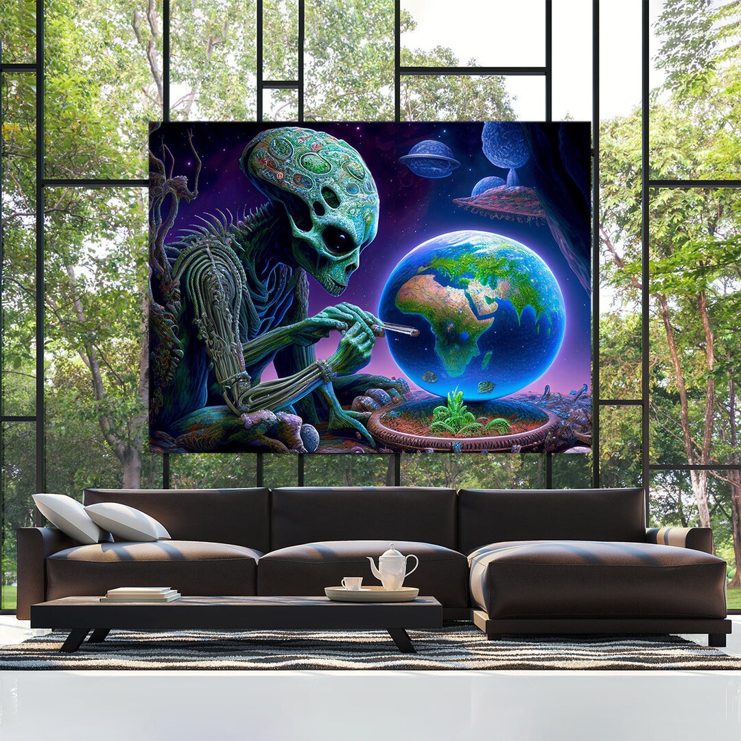 Dmt Trippy Alien Creating Humans 16 Canvas Wall Art Decor - Etsy