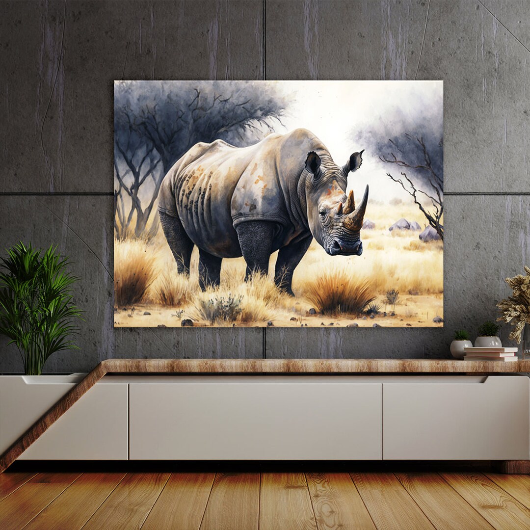 Rhinoceros Realistic White 19 Canvas | Wall Art Home Decoration ...