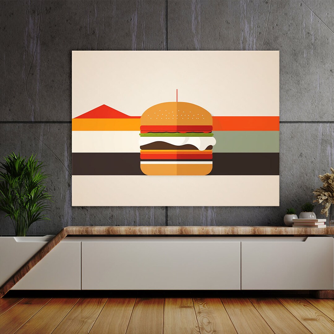 Hamburger Minimalist Burger 29 Canvas | Wall Art Home Decoration ...