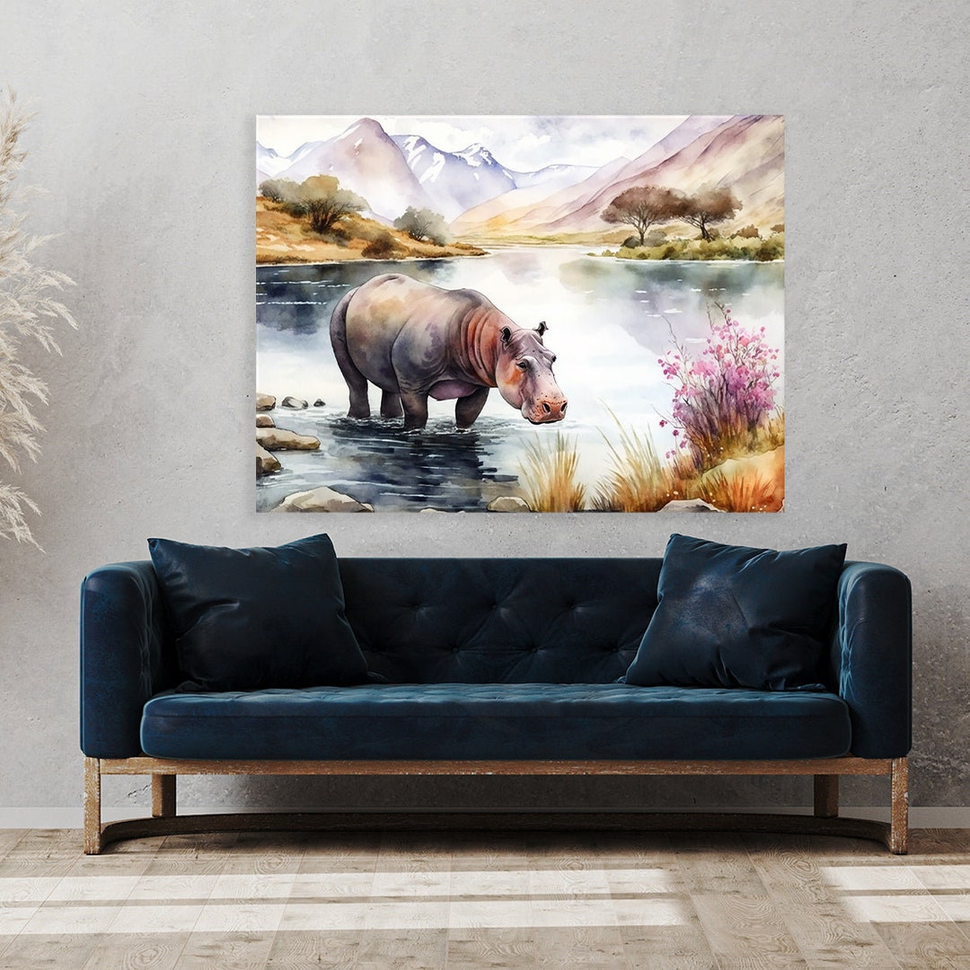 Hippopotamus Hippo 8 Canvas Wall Art Decor - Etsy