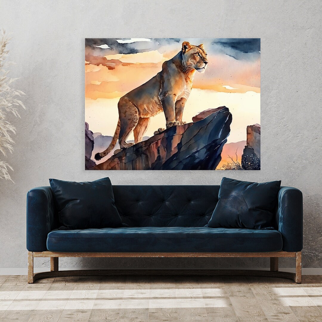 Lioness Fierce Sunset 10 Canvas Wall Art Decor - Etsy