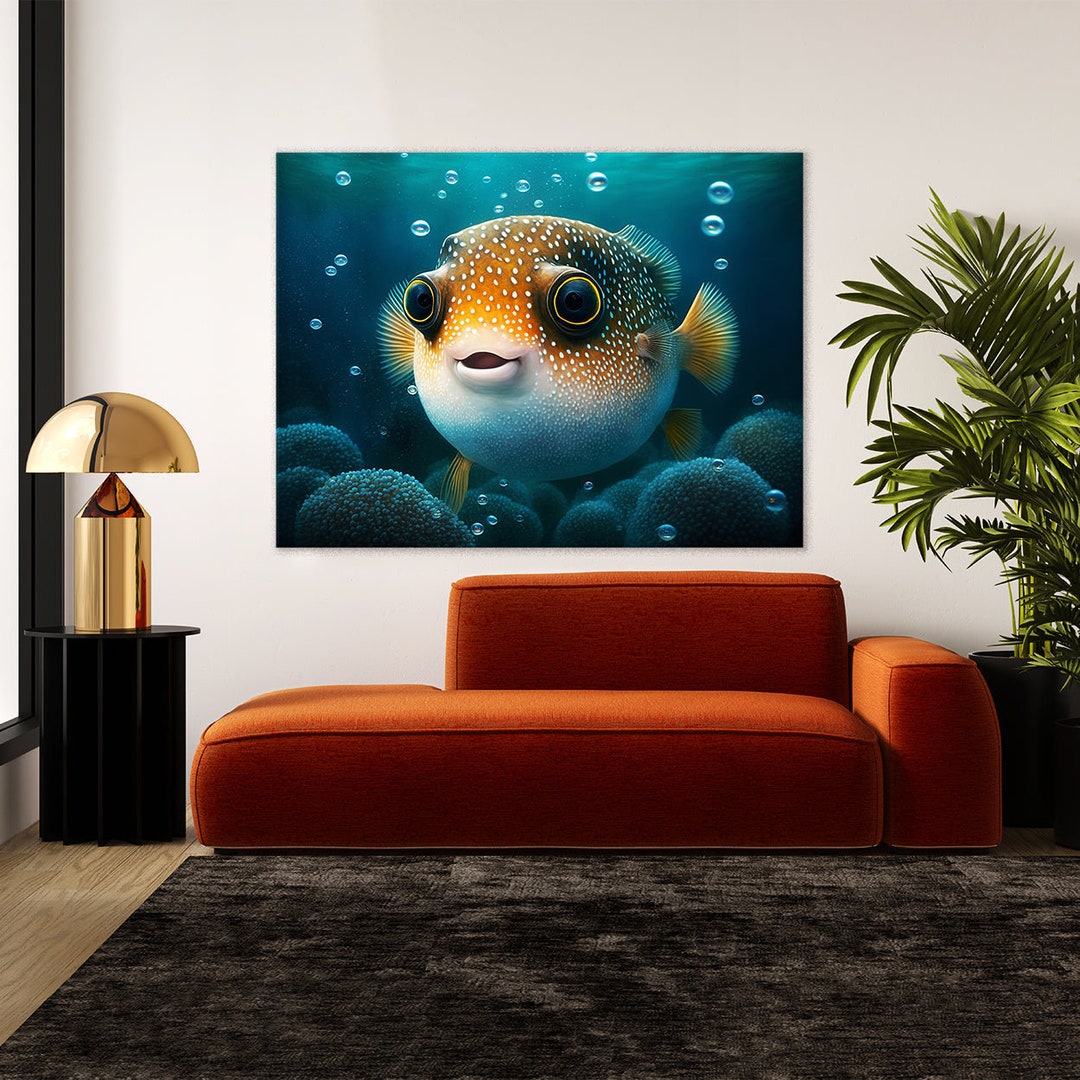Fish Pufferfish 17 Canvas Wall Art Decor - Etsy