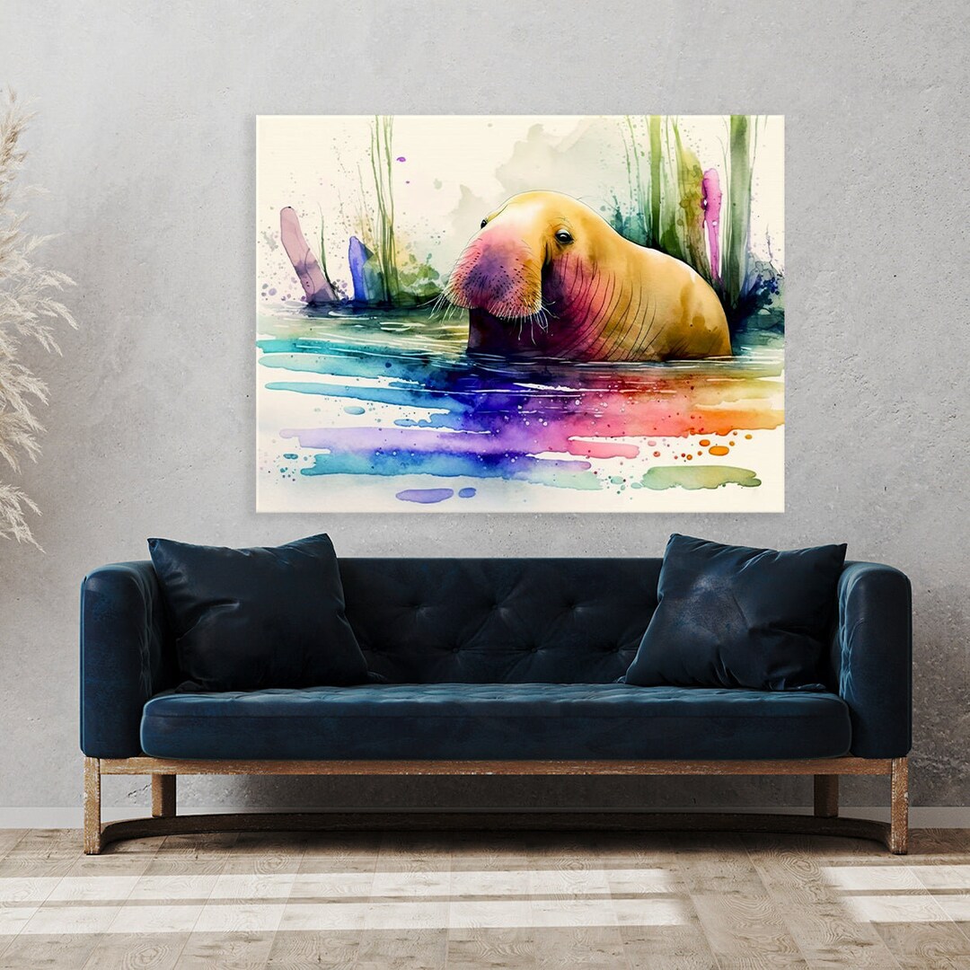 Walrus Playful Bright 10 Canvas | Wall Art Home Decoration Painting ...
