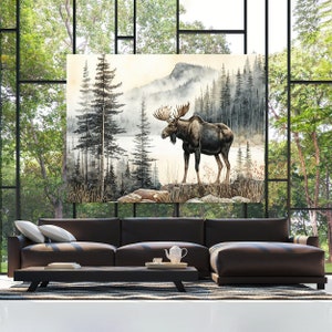 Moose Landscape 13 Canvas Wall Art Decor - Etsy
