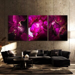 Marble Modern Luxury Magenta Canvas Wall Art Decor - Etsy
