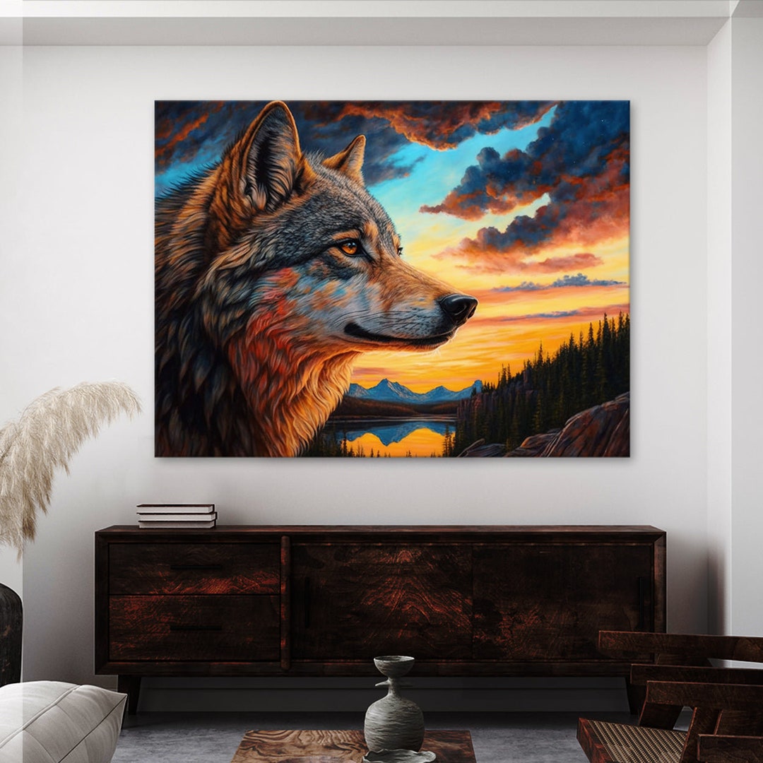 Wolf Realistic Landscape 105 Canvas | Wall Art Home Decoration Painting ...