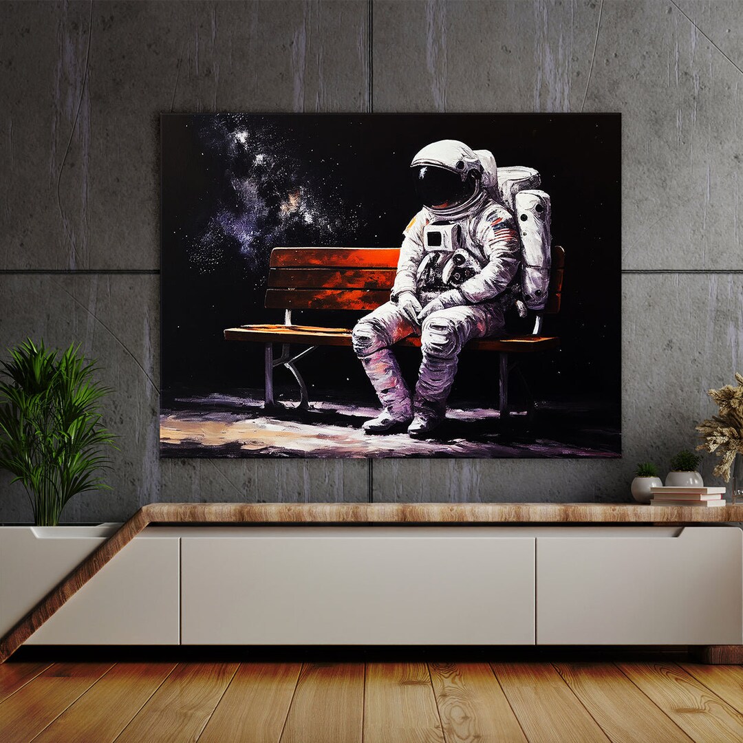 Astronaut Sitting Bench 97 Canvas Wall Art Decor - Etsy