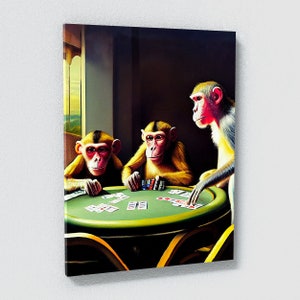 Monkeys Playing Poker 1 Canvas Wall Art Decor - Etsy