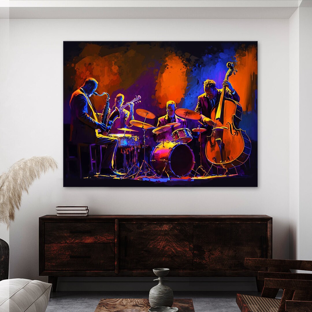 Jazz Band Brushwork Colors 2 Canvas | Wall Art Home Decoration Painting ...