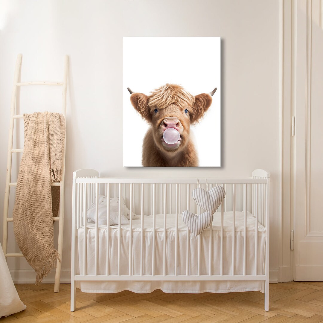 Nursery Baby Highland Cow Gum 40 Canvas Wall Art Decor - Etsy