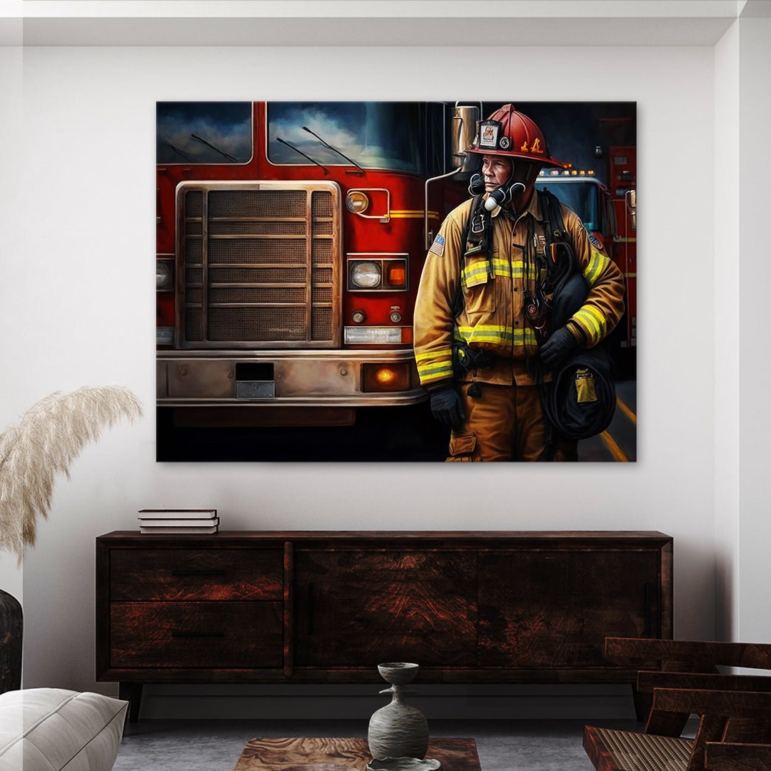 Firefighter Firetruck Emergency 6 Canvas Wall Art Decor - Etsy