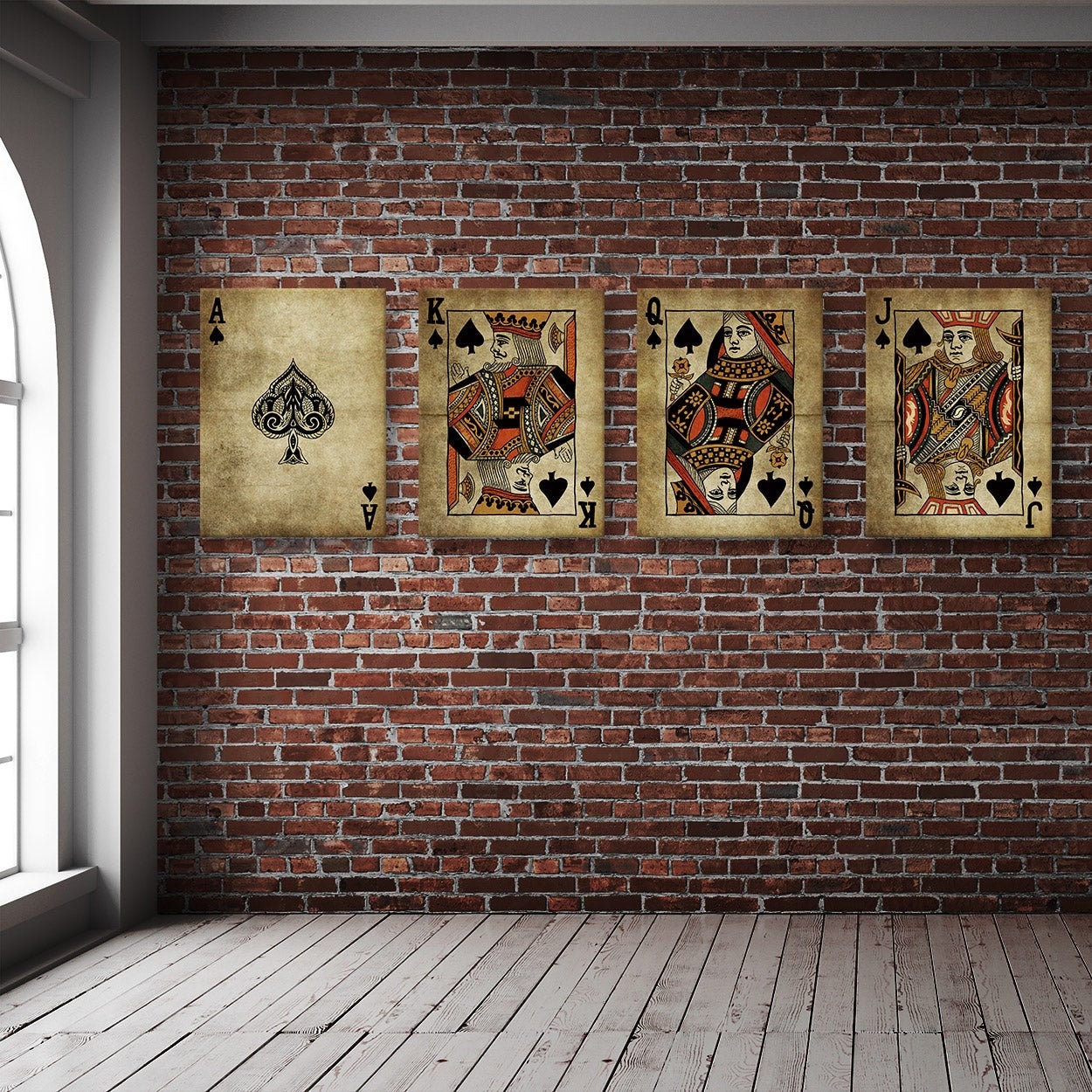 Playing Card Canvas Wall Art Set of 4 Decor - Etsy
