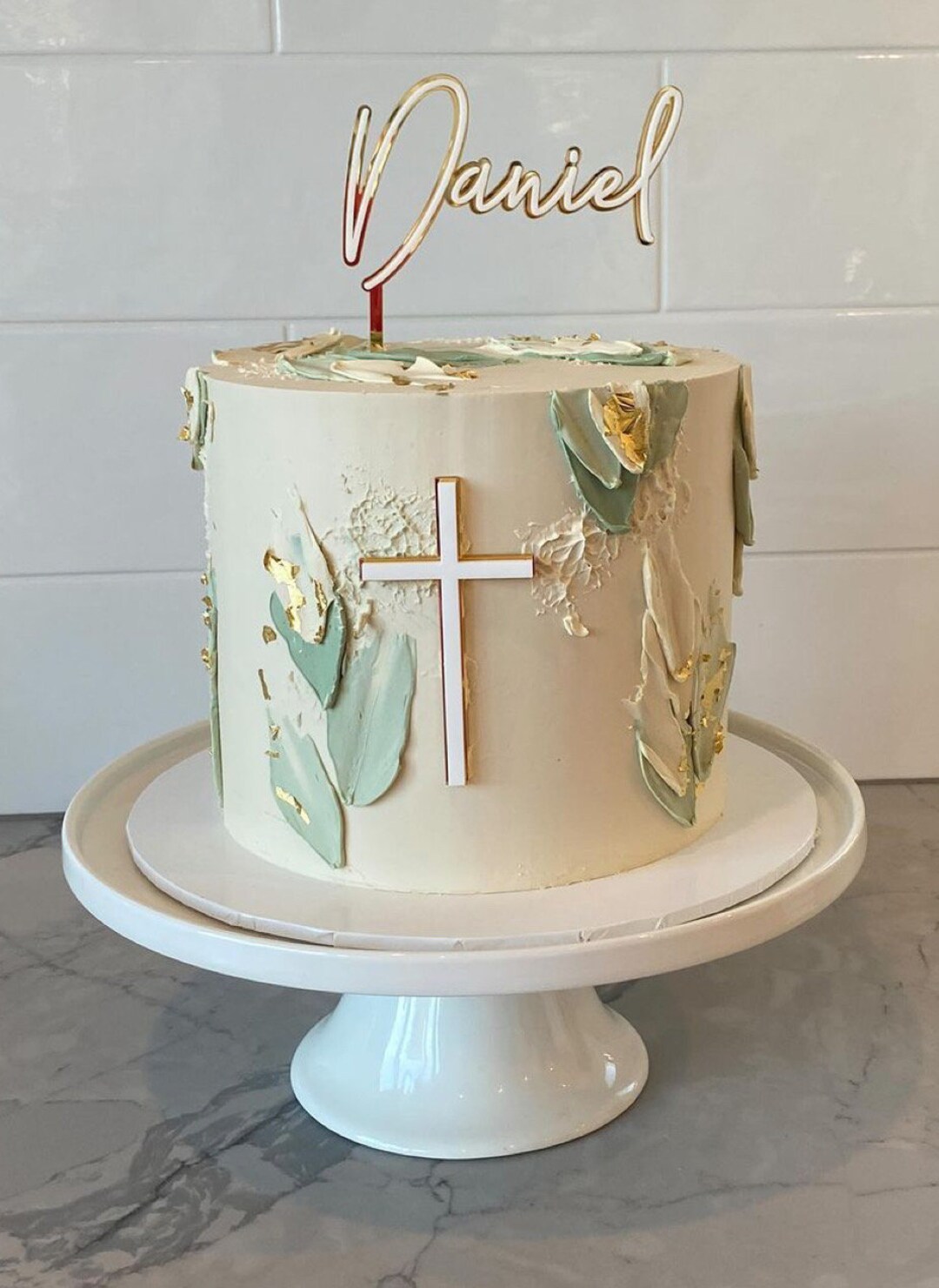 Custom Mirror Acrylic Cake Topper | Baptism, Wedding, Birthday - Etsy