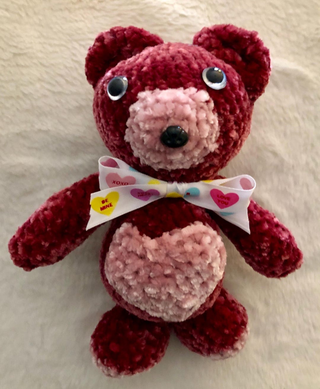 Red Velvet Crocheted Teddy Bear FAST SHIPPING - Etsy