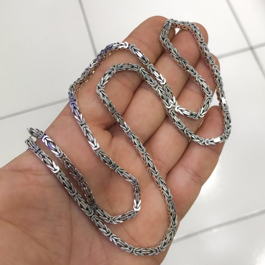 Byzantine Square Chain Necklace, Bali Silver Chain, Oxidized Chain ...