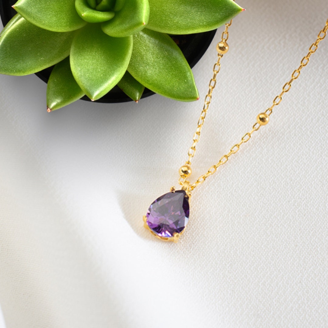 Amethyst Necklace, February Birthstone Necklace, Dainty Necklace ...
