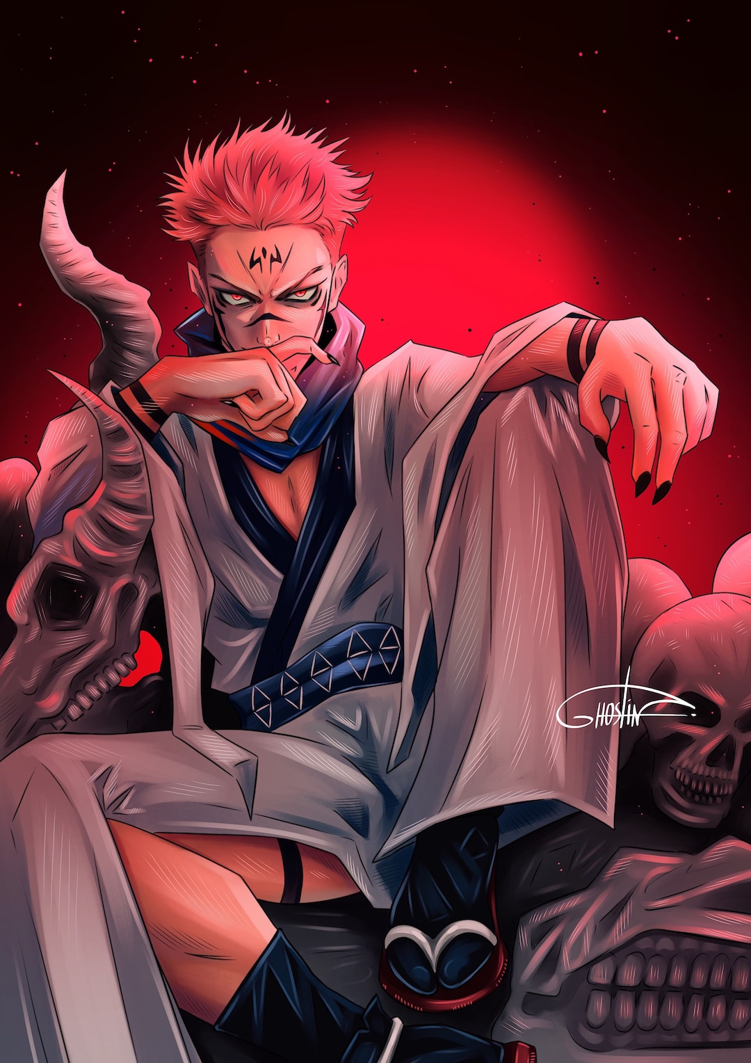 Sukuna (jujutsu Kaisen) /A4 Fan Art - Etsy