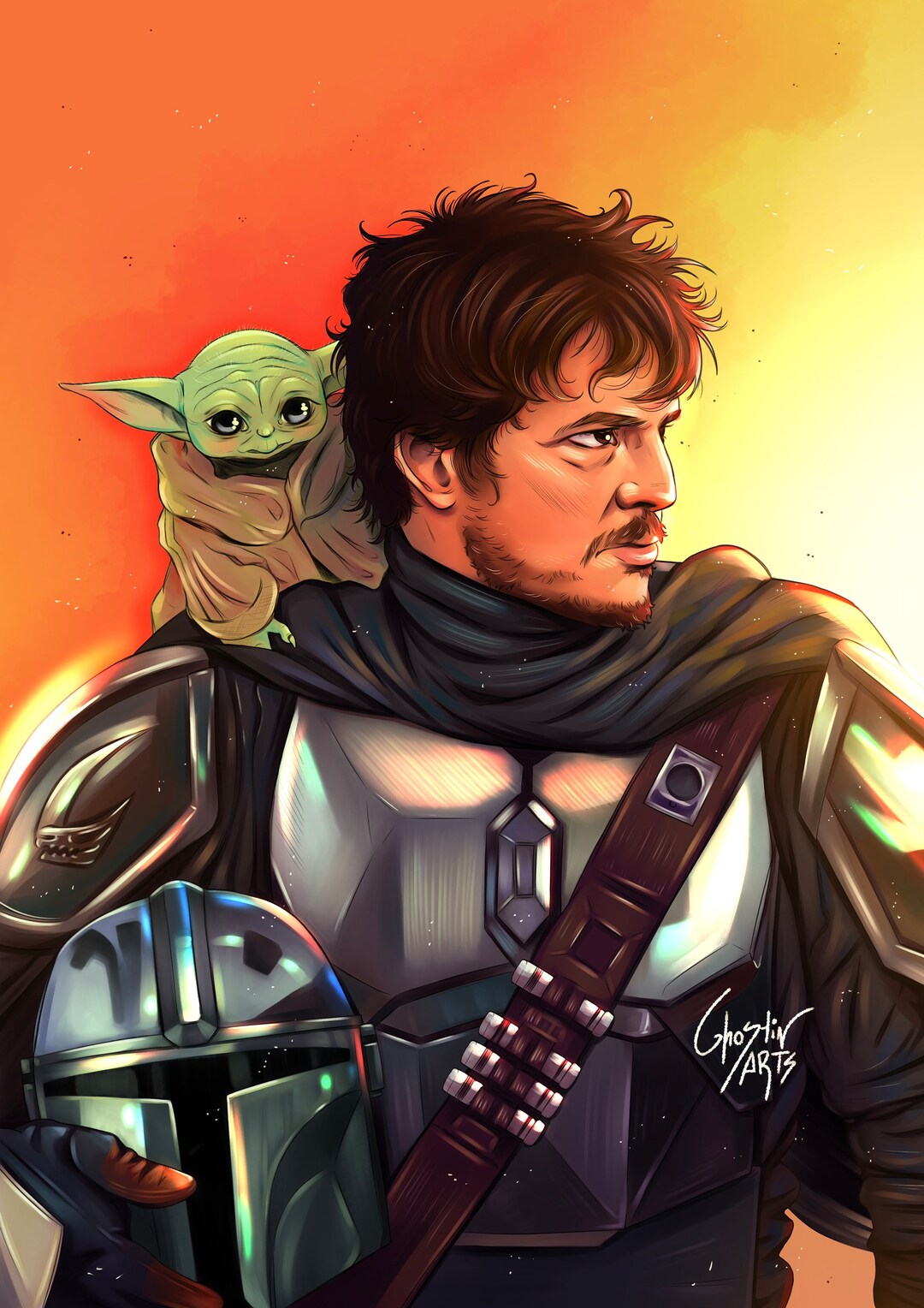 Print of Din Djarin & Grogu (the Mandalorian) /A4 Fan Art - Etsy