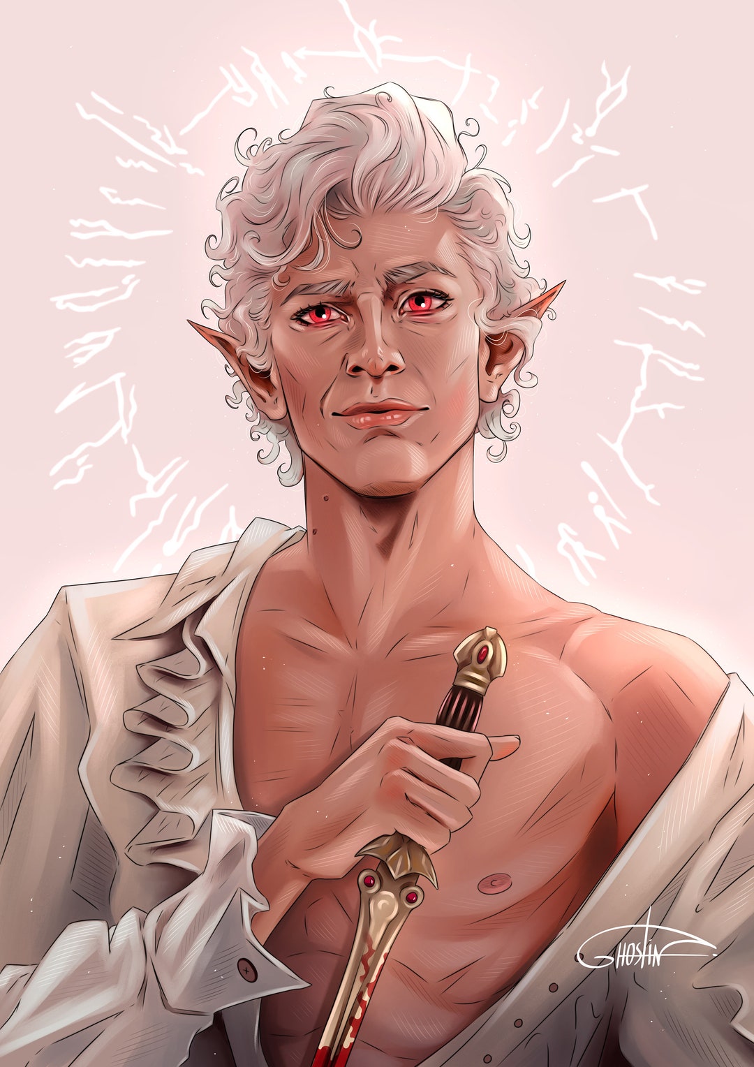 Print Of Astarion Baldurs Gate Iii A4 Fan Art Etsy