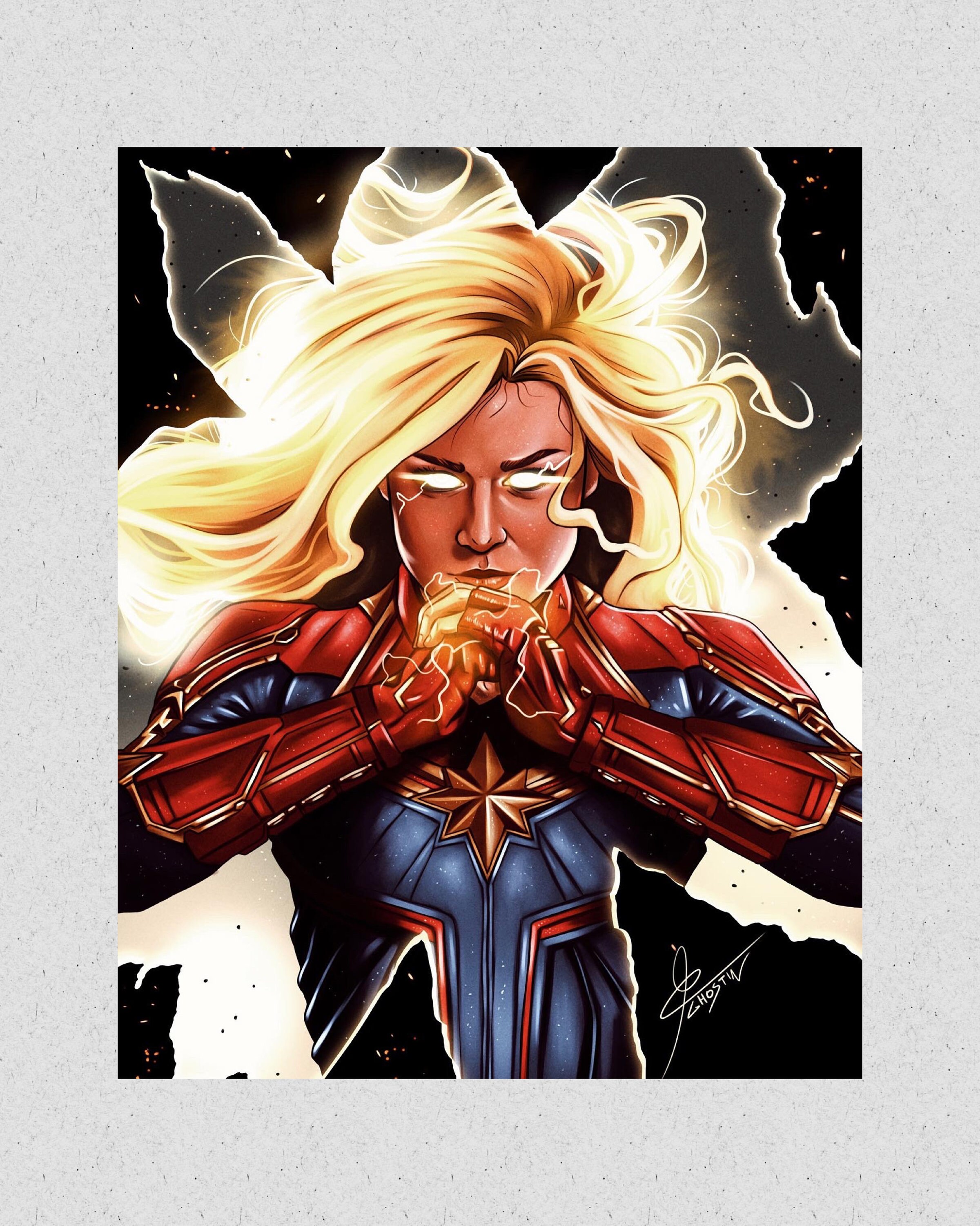 Print of Art CAPTAIN MARVEL A4 / Fan Art | Etsy