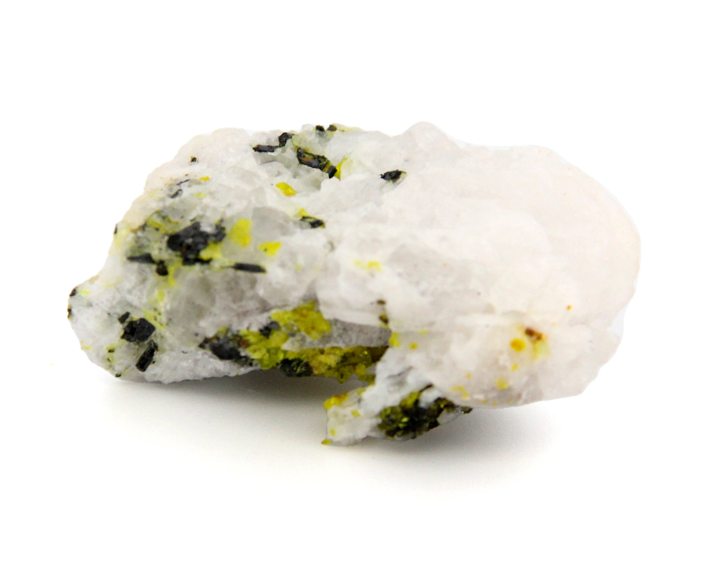 Rare Yellow Ettringite With Black Manganite on Calcite, Natural Mineral ...