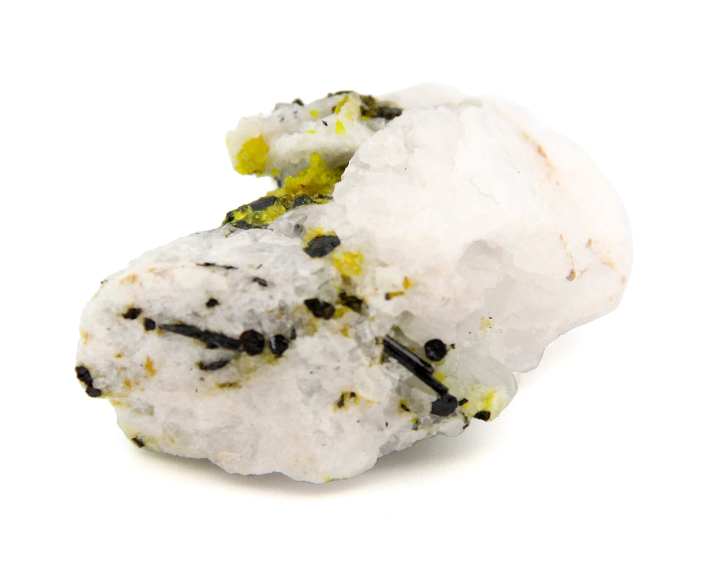 Rare Yellow Ettringite With Black Manganite on Calcite, Natural Mineral ...