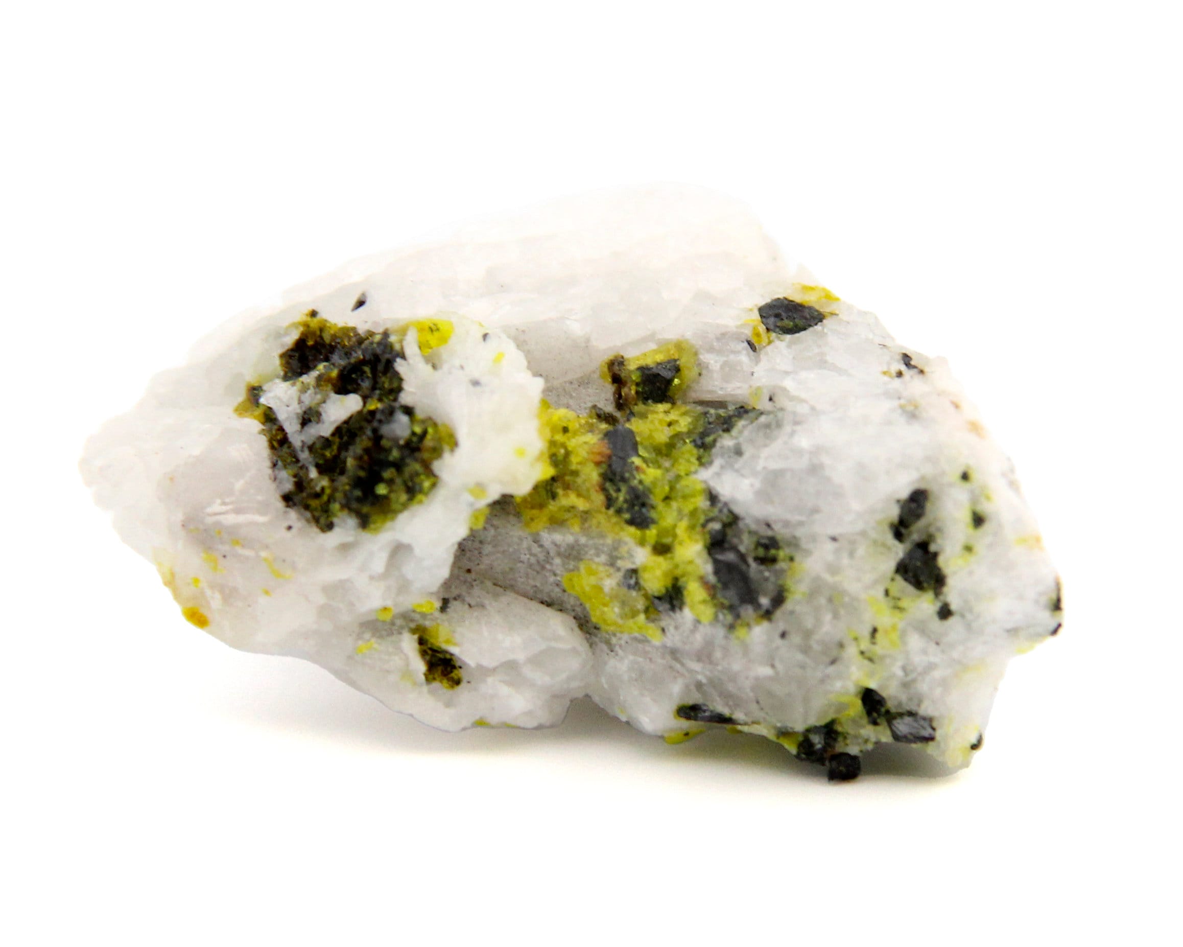 Rare Yellow Ettringite With Black Manganite on Calcite, Natural Mineral ...