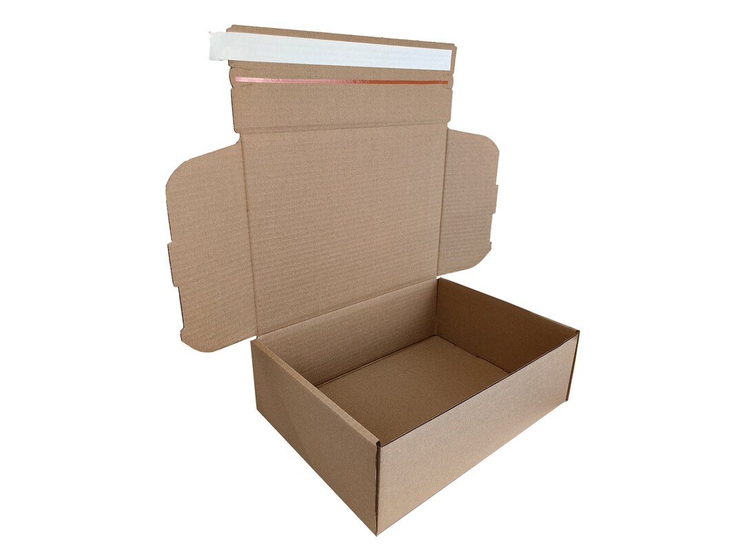 Peel & Seal Brown 12"x9"x4" Storage Tear Strip Boxes Ecommerce Postal Gift Packet Mailing Box ...