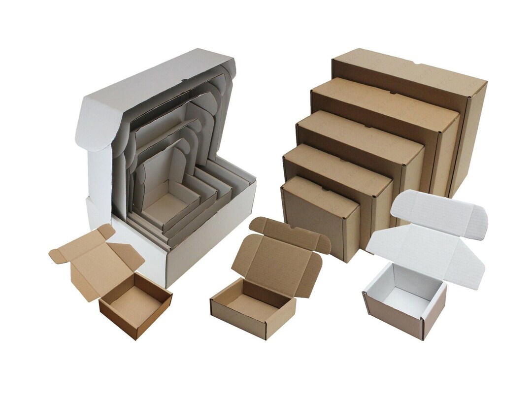 9 Sample Boxes Pack Shipping Small Parcel Size 5" TO 17" White or Brown ...
