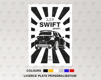 Suzuki Swift Sport ZC32S Rising Sun Print Japanese Classic Car Poster ...