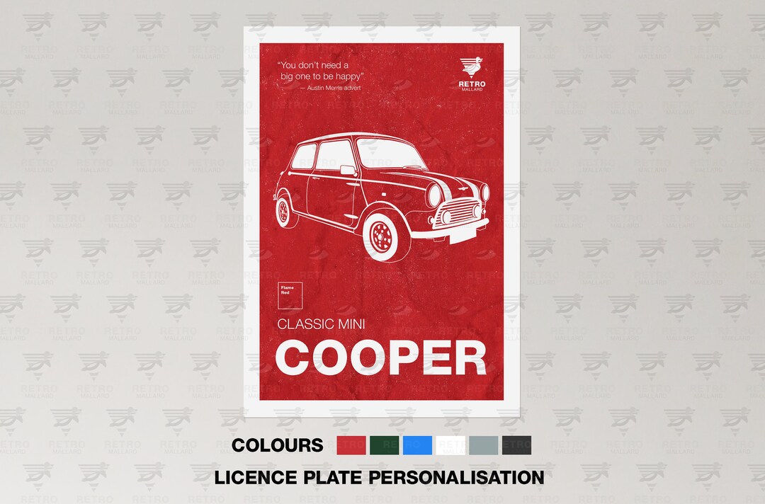 Classic Mini Cooper Print - Austin Morris Vintage Poster - British ...