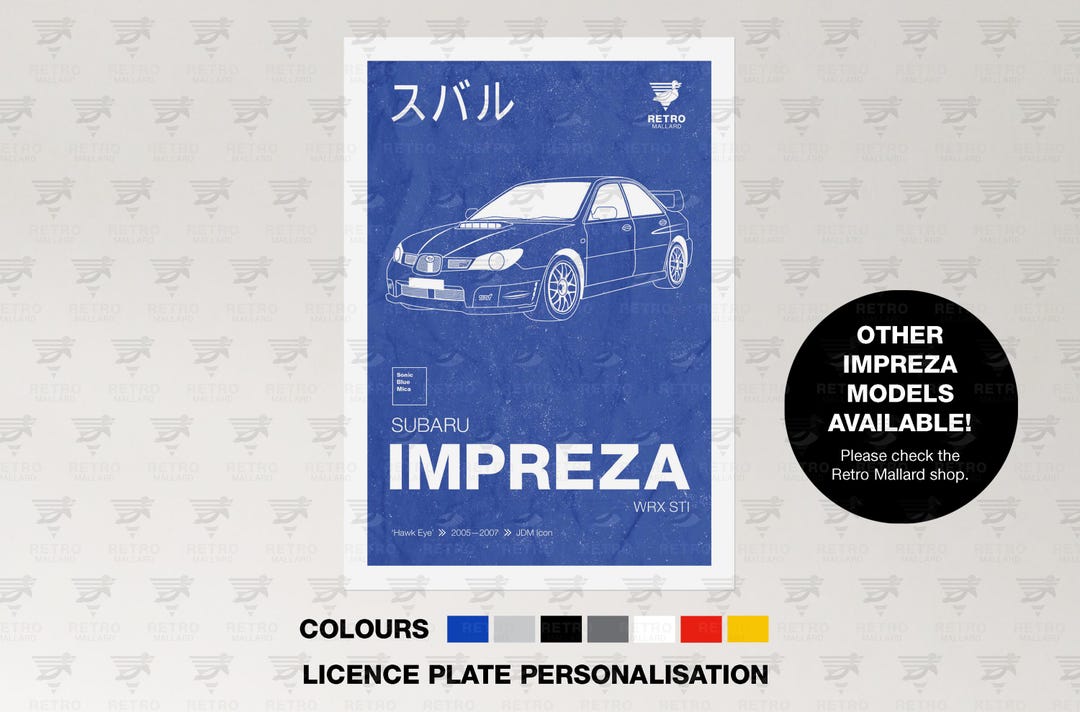 Subaru Impreza Print Hawk Eye - Japan JDM Classic Car Poster ...