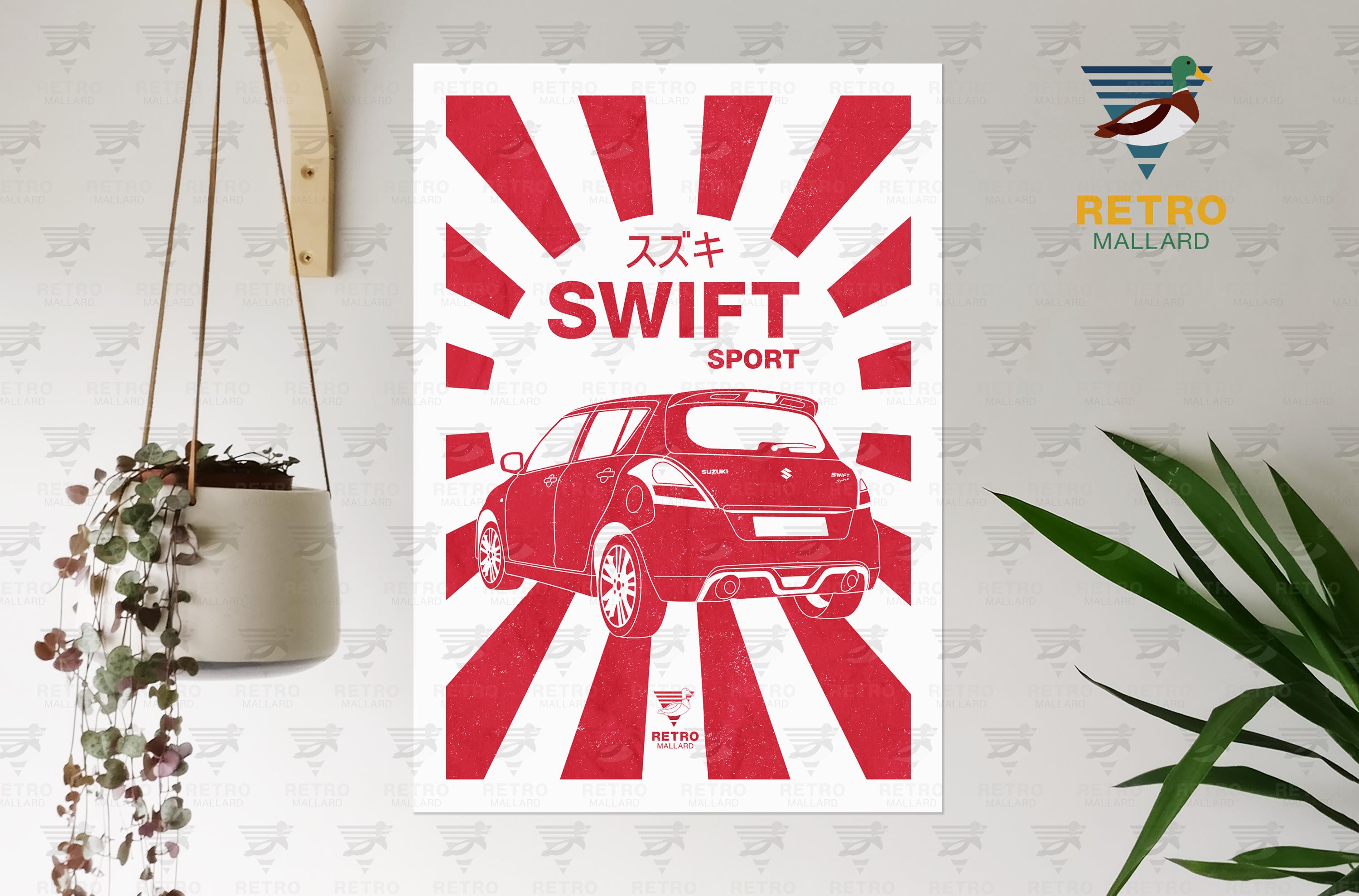 Suzuki Swift Sport ZC32S Rising Sun Print - Japanese Classic Car Poster ...