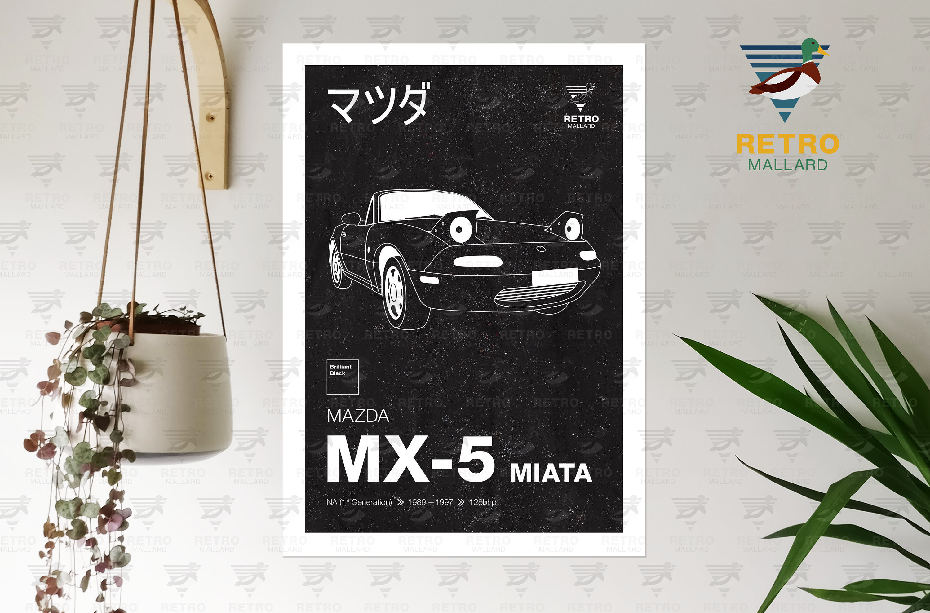 Mazda MX5 Miata Retro Print - Japanese Classic Car Poster - Petrolhead ...