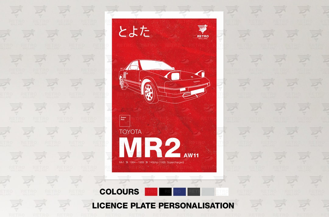 Toyota MR2 AW11 Retro Print Japanese Classic Car Poster Petrolhead ...