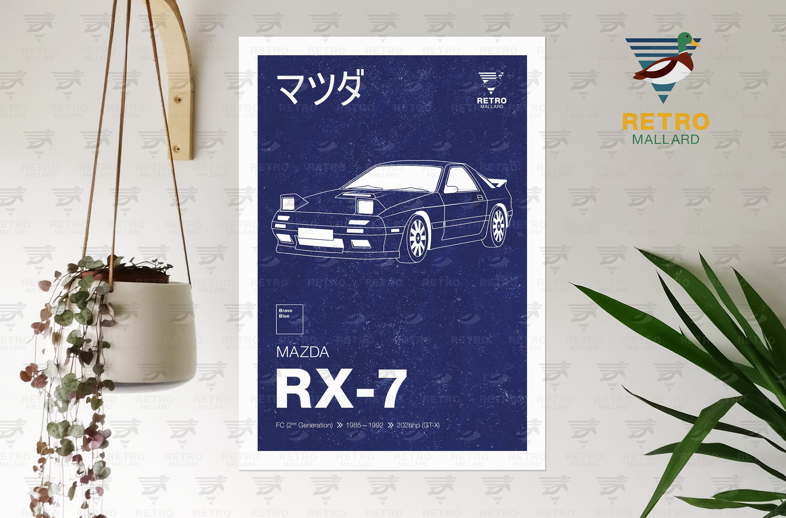 Mazda RX7 Retro Print - Japanese Classic Car Poster - Petrolhead Garage ...
