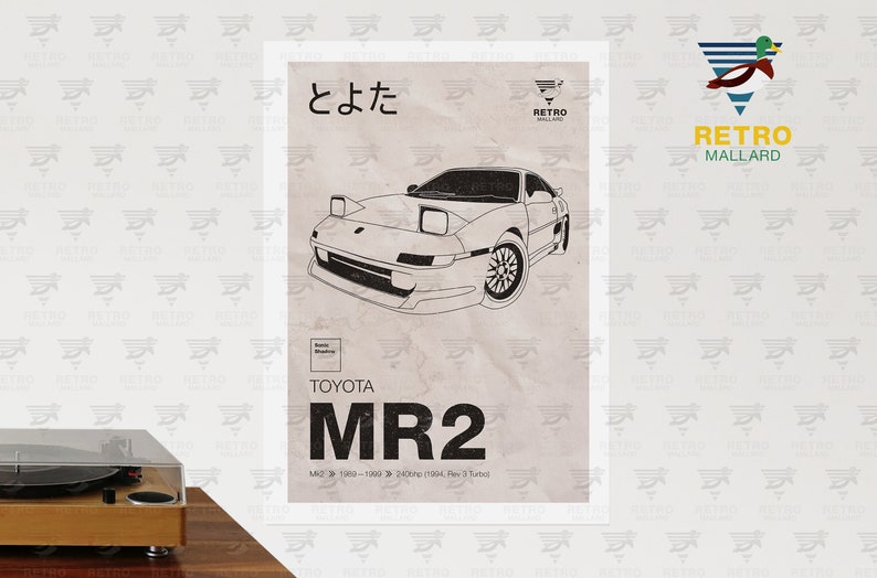 Toyota MR2 MK2 Retro Print - Japanese Classic Car Poster - Petrolhead ...