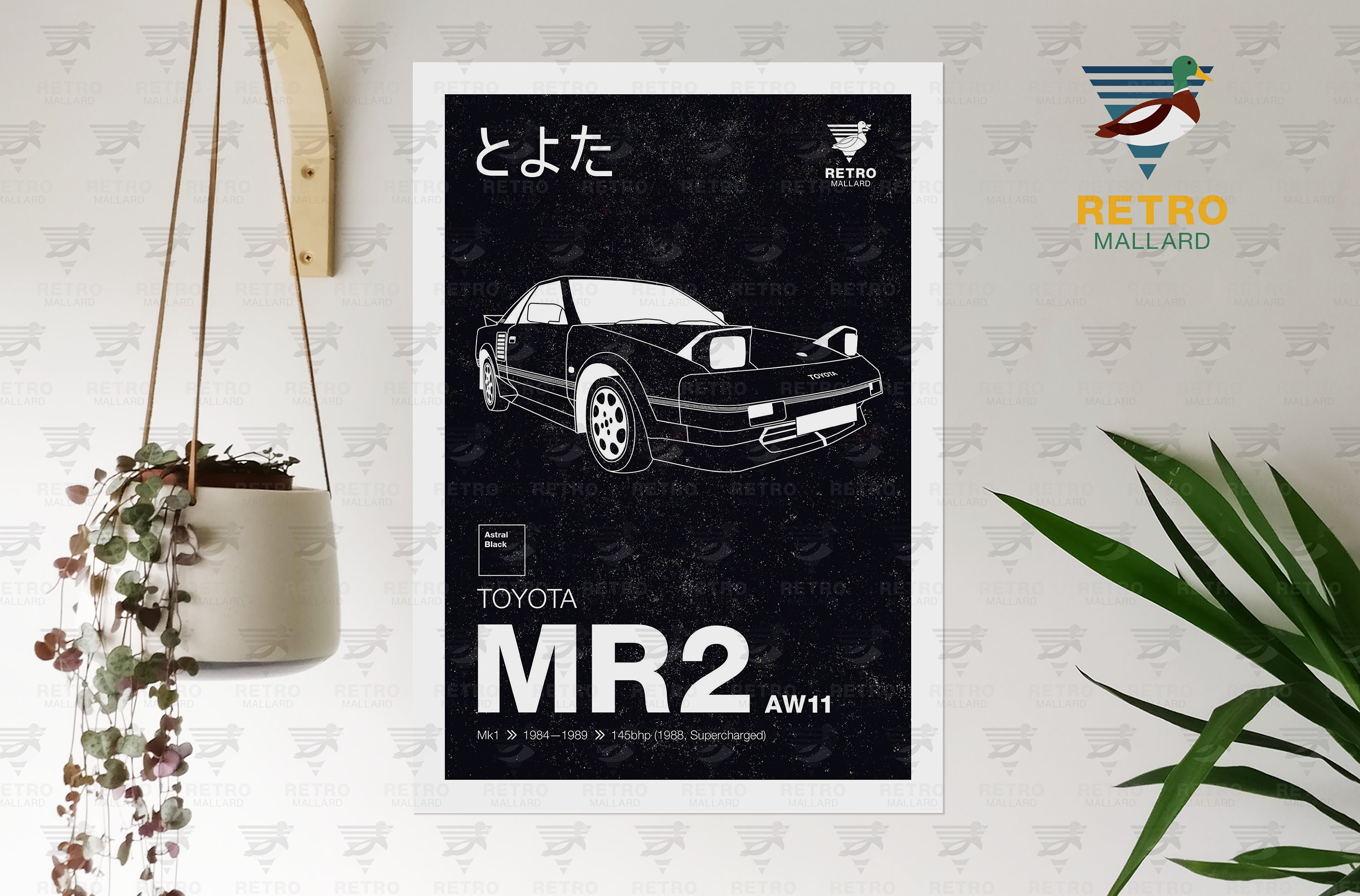 Toyota MR2 AW11 Retro Print Japanese Classic Car Poster Petrolhead ...