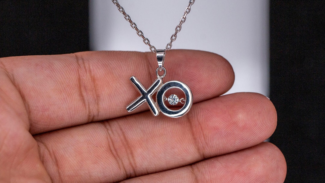 Italian Silver XO Necklace Dainty XO Necklace Diamond - Etsy