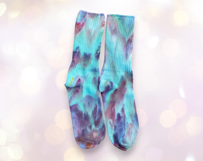 Tie Dyed Socks, Size 9-11, Ice Dyed Cotton Socks in Rainbow Sky - Etsy