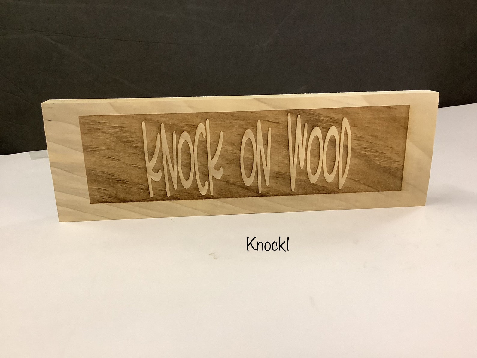 Knock on Wood Block Sign, Wood Sign, Name Wood Sign, Shelf Sitter Wood ...