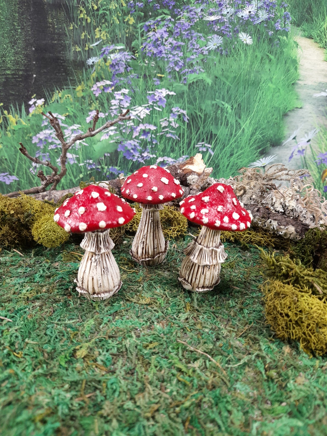 Set of 3 Fairy Garden Mushrooms / Fairy Garden Accessories/ the Elf's ...