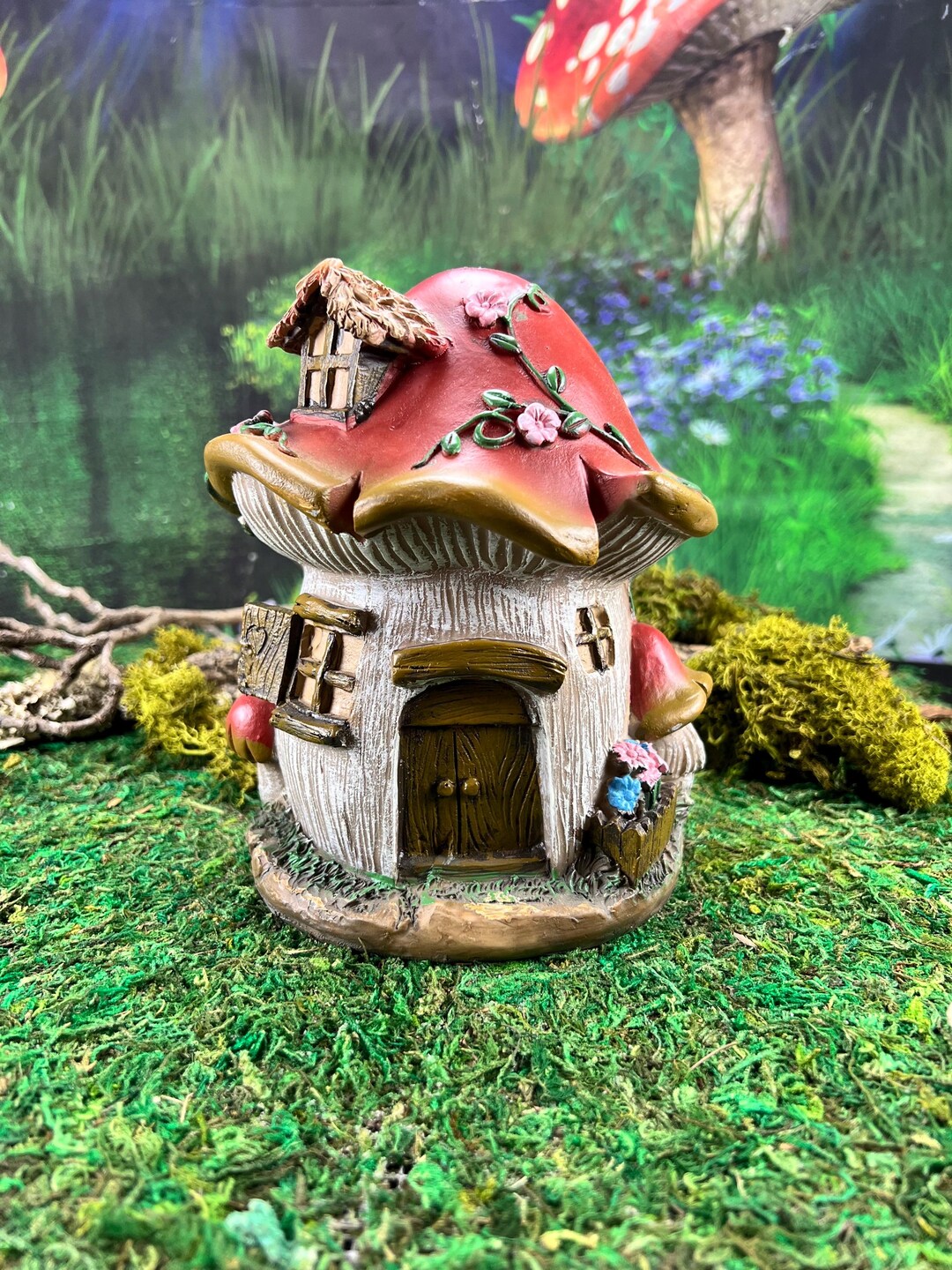 Mushroom Fairy House "the Blossom Blush Cottage" / Fairy Garden ...