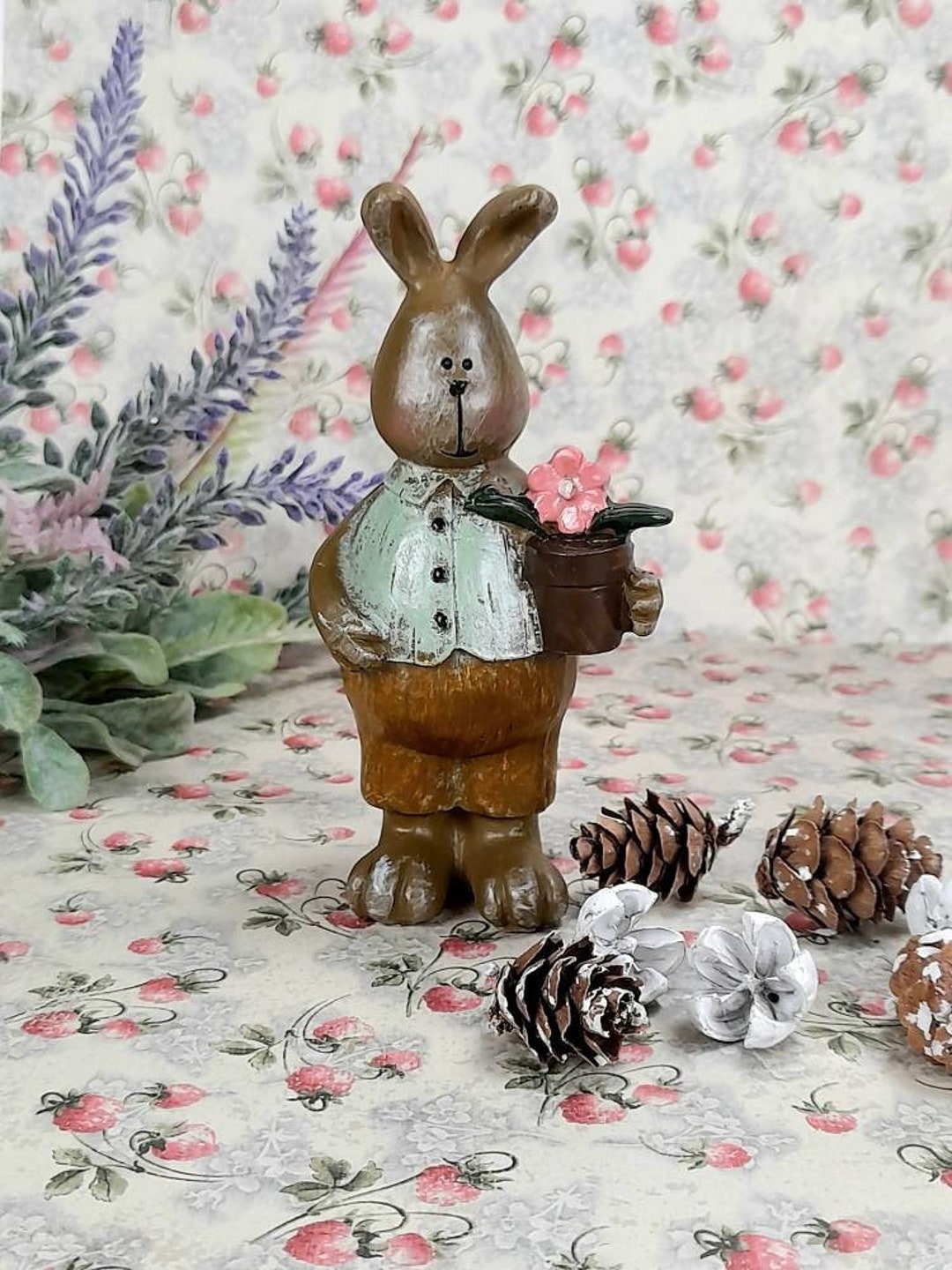Old fashioned Garden Bunny Roger / Easter Bunny Decor/ Garden Bunny ...