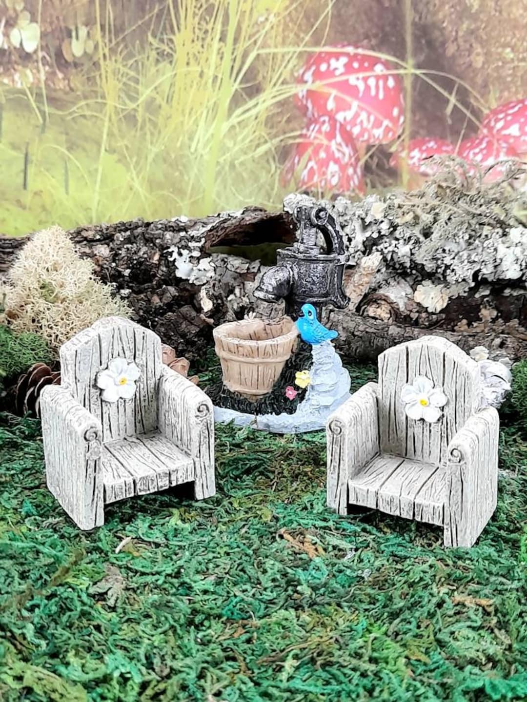 Set of 2 Fairy Garden Chairs / Fairy Garden Decoration/ the Elf's ...