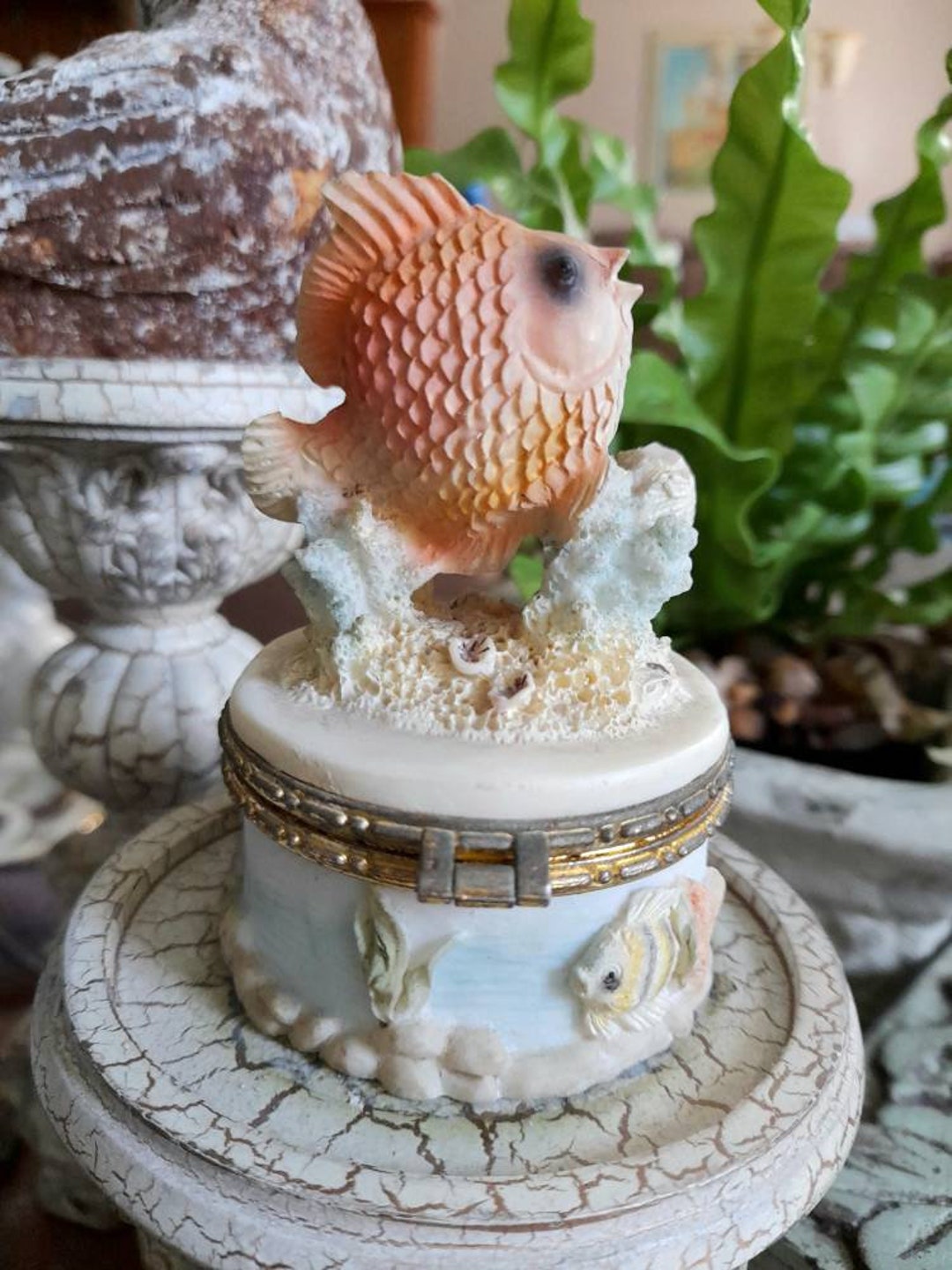 Small Trinket Box With Fish Design/ Vintage Finds/ Vintage - Etsy