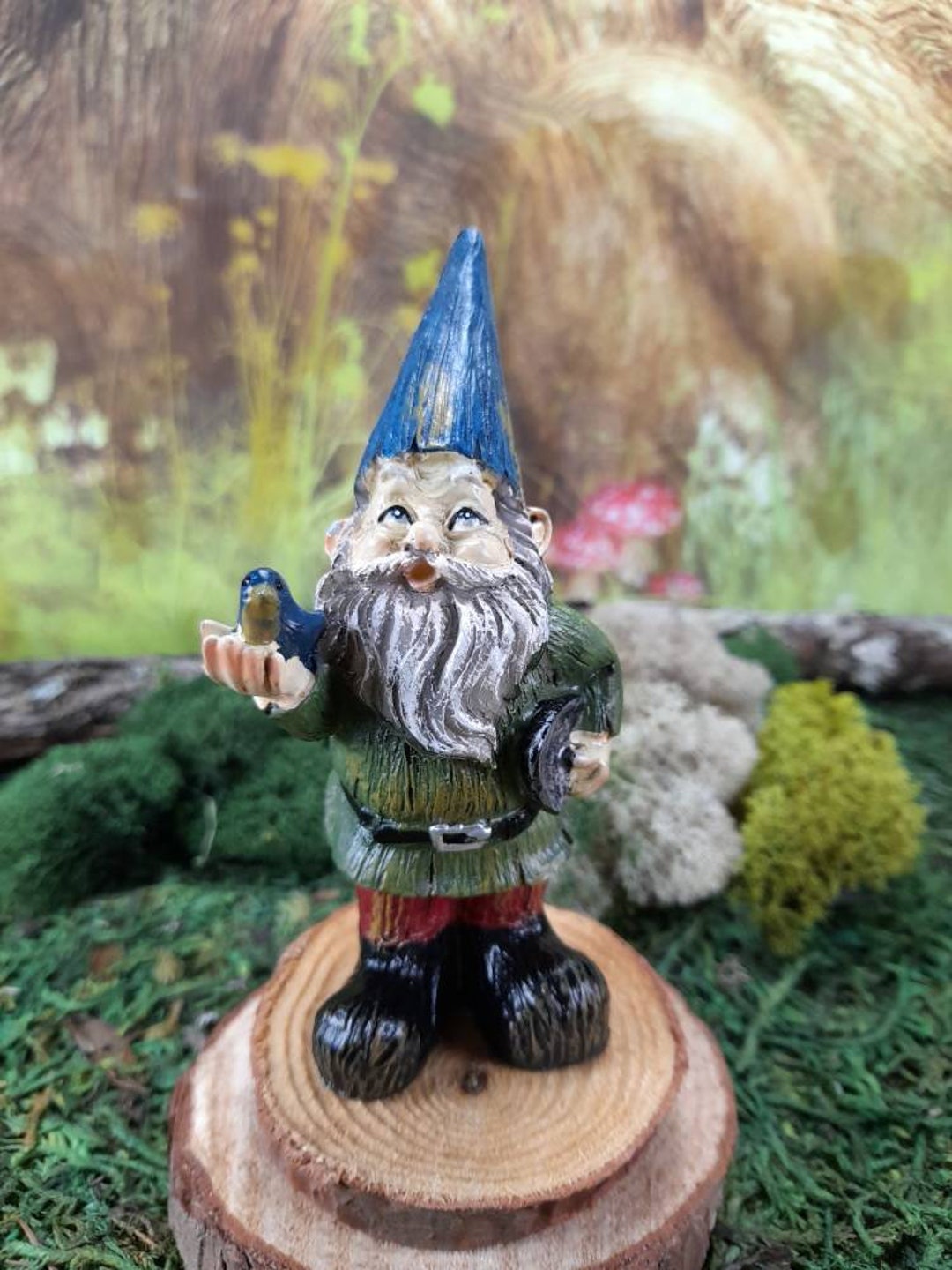 Miniature Garden Gnome: Taroe the Bird Whisperer, Fairy Garden Decor - Etsy
