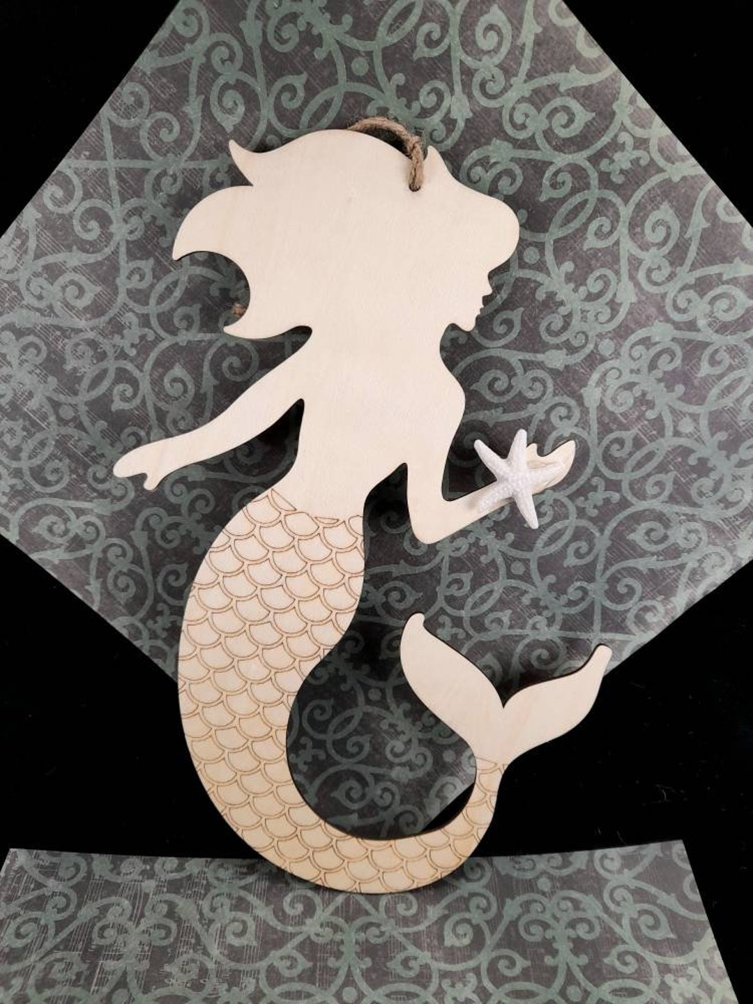 Wooden Mermaid Cut Out DIY for Crafts / Nautical Cut Out / the Elf's ...
