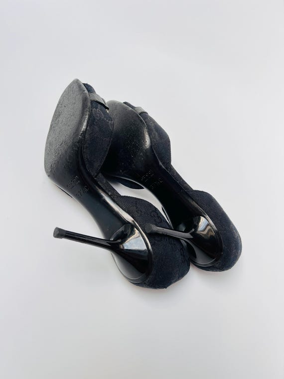 Gucci Heels Courts Black 37.5 4.5 GG Logo Horsebit Bu… - Gem