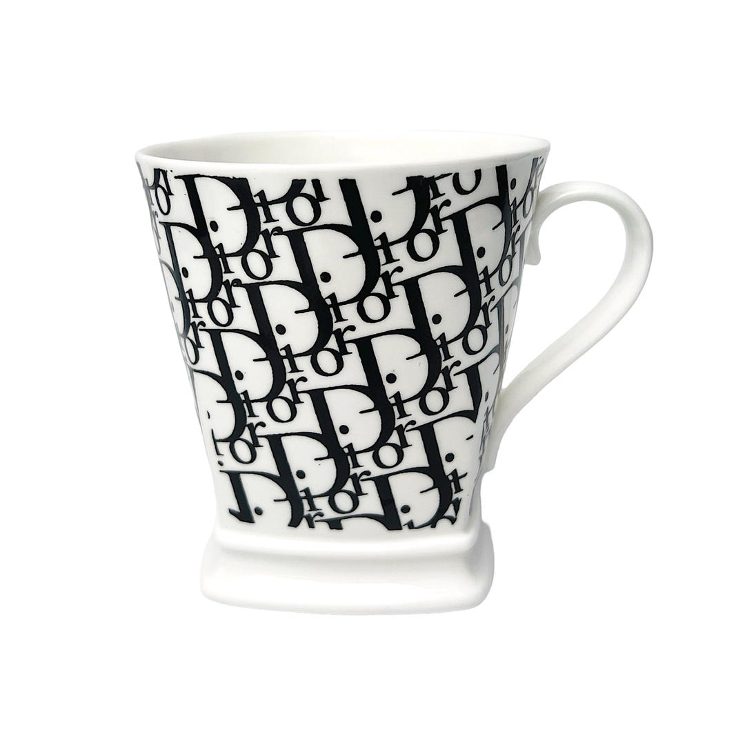 Dior Mug Monogram Cup Logo Black White Bone China Vintage Authentic ...